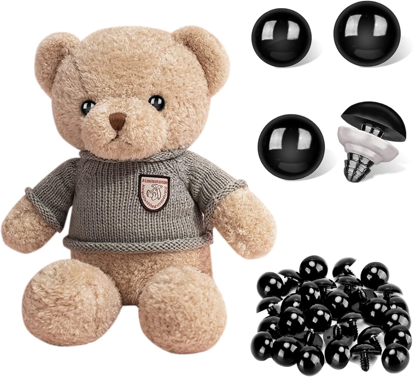 Sunshine 120 Pcs 20-24mm Large Safety Eyes Black Plastic Eyes for Big ...