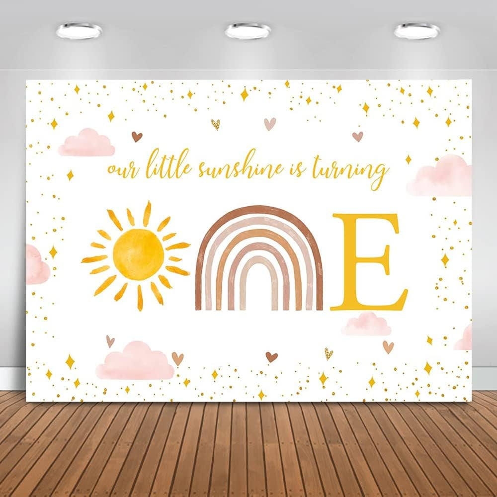 Sunshine 1st Birthday Backdrop Boho Rainbow First Birthday Background ...