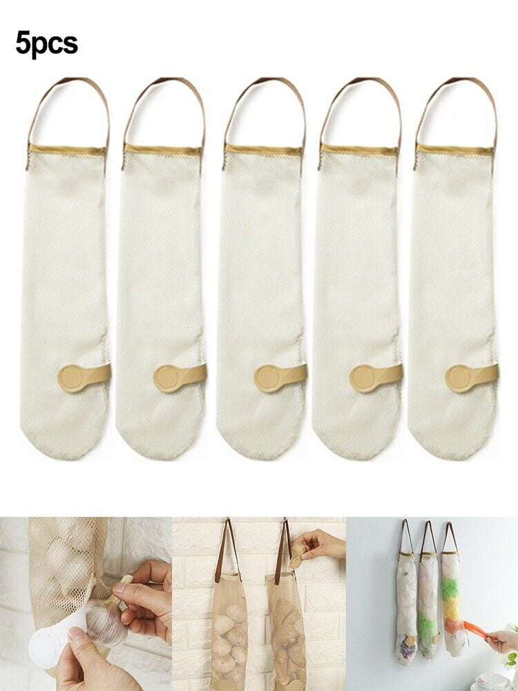 Sunshine 5Pcs Hanging Mesh Onion Bags Mesh Garlic Net Bags Reusable Net ...