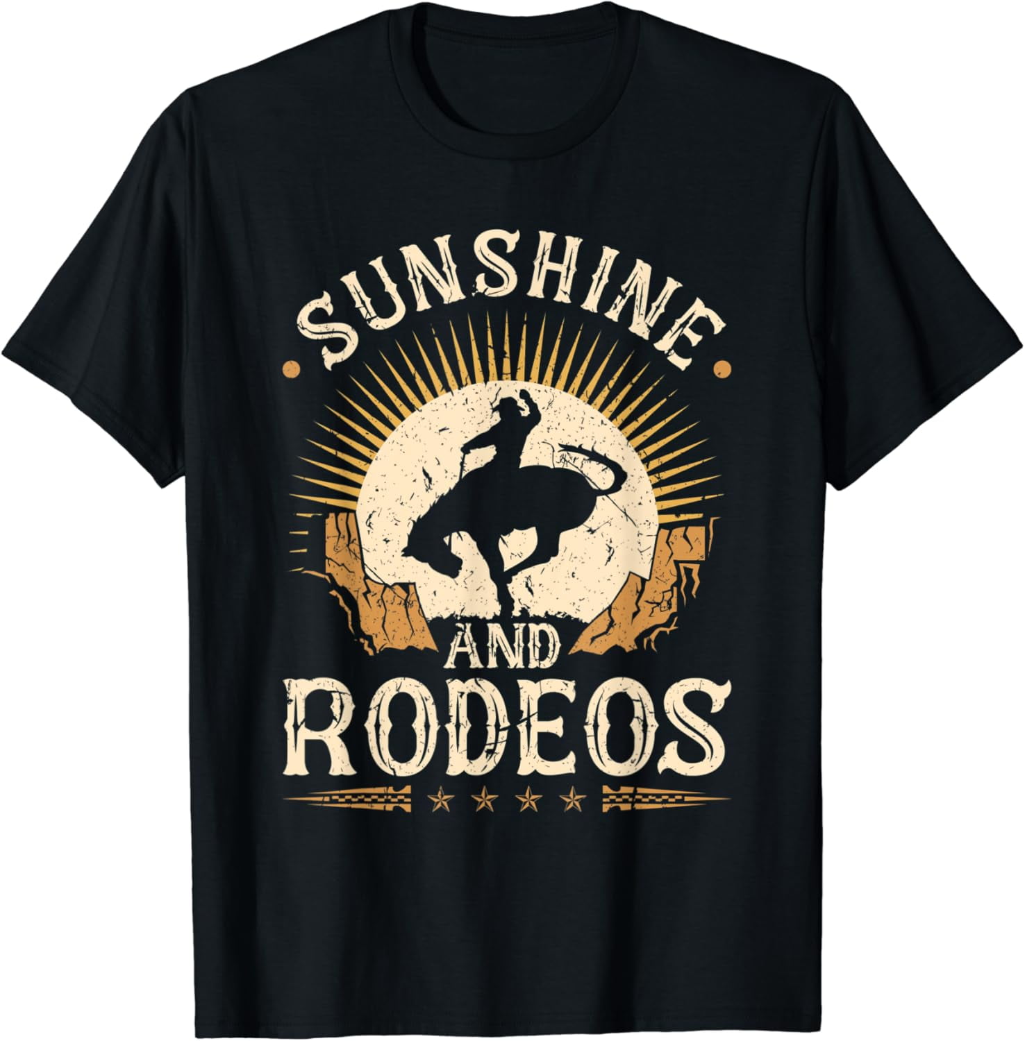 Sunshine And Rodeos Bronc Riding Western Cowboy T-Shirt - Walmart.com