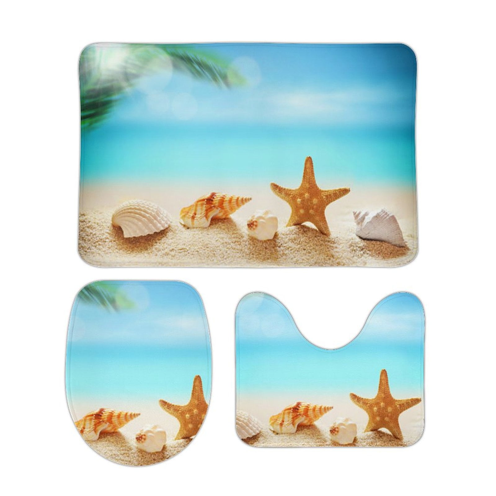 Sunshine Beach Starfish Bathroom Mats Set 3-piece Bath Mats , Washable ...