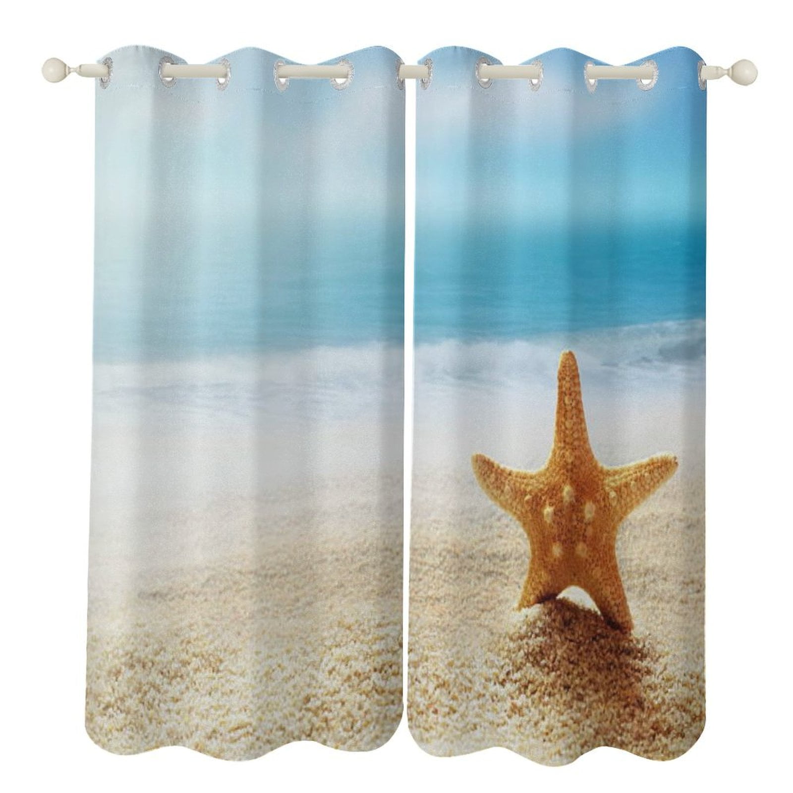 Sunshine Beach Starfish Blackout Window Curtains for Bedroom Living ...