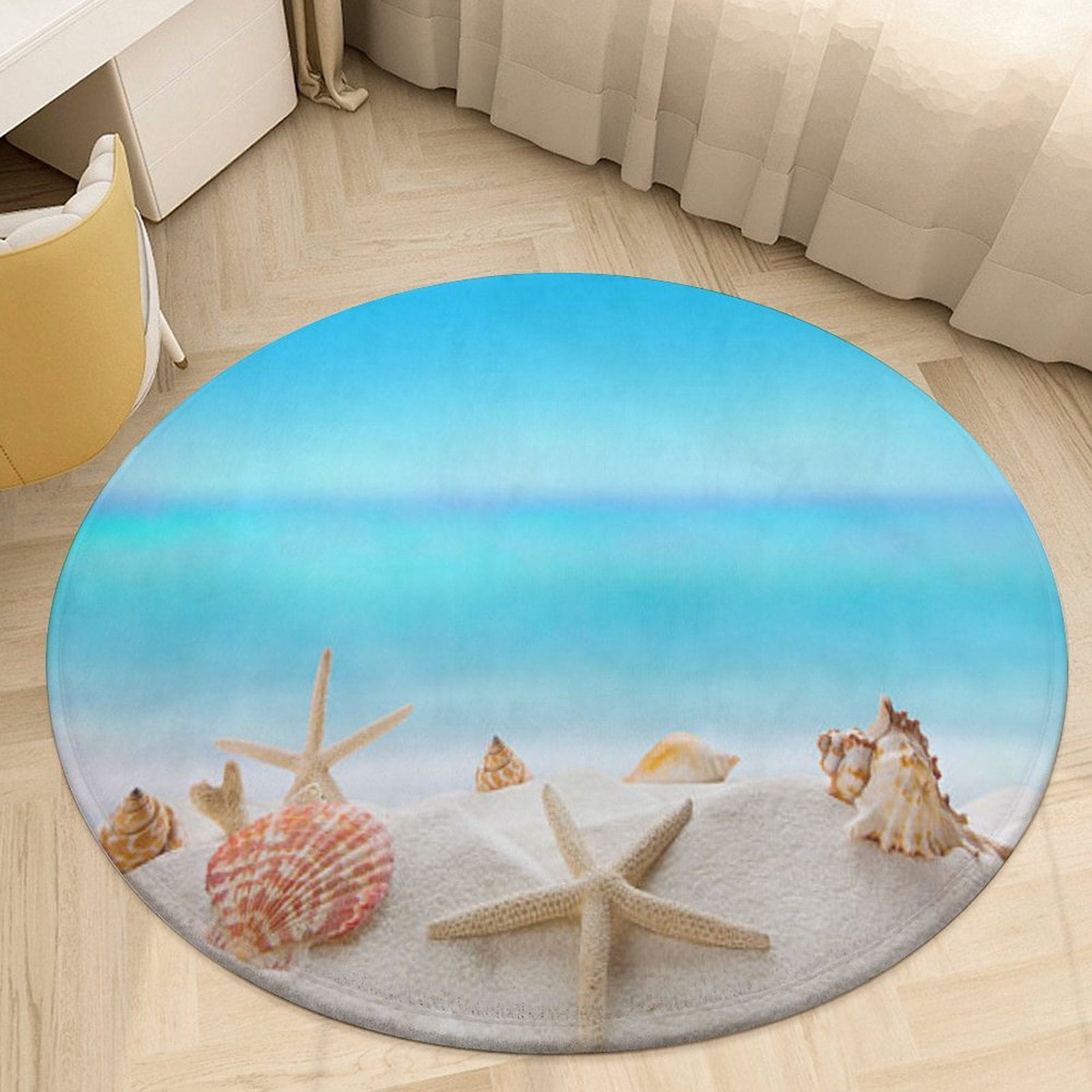 Sunshine Beach Starfish Round Area Rugs for Bedroom Living Room, 5FT ...