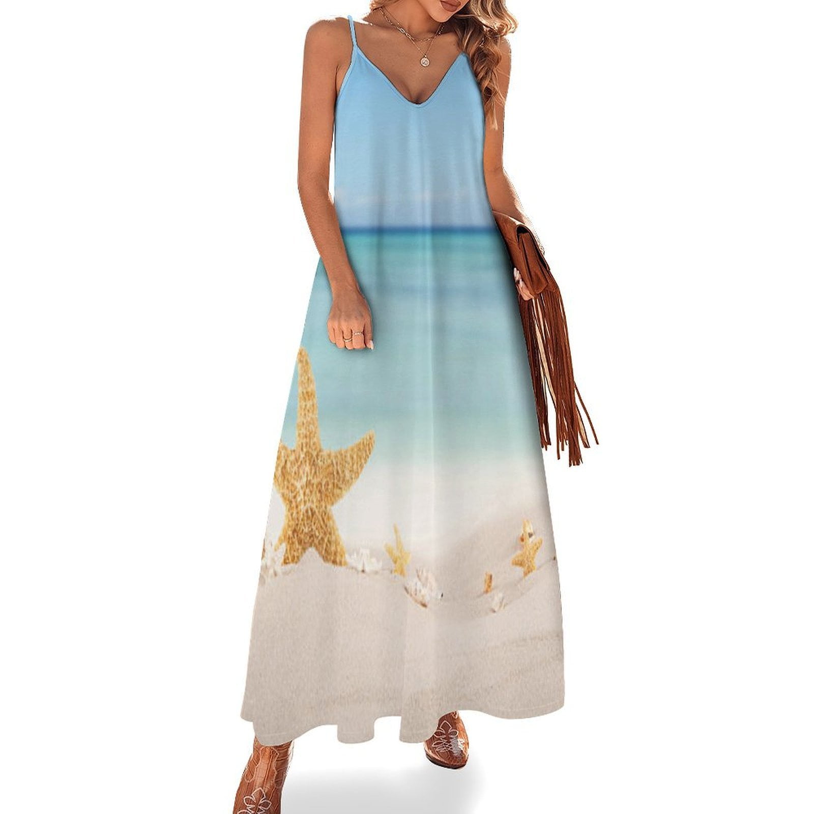 Sunshine Beach Starfish Sleeveless Dress Women's Luxury Party Dress ...