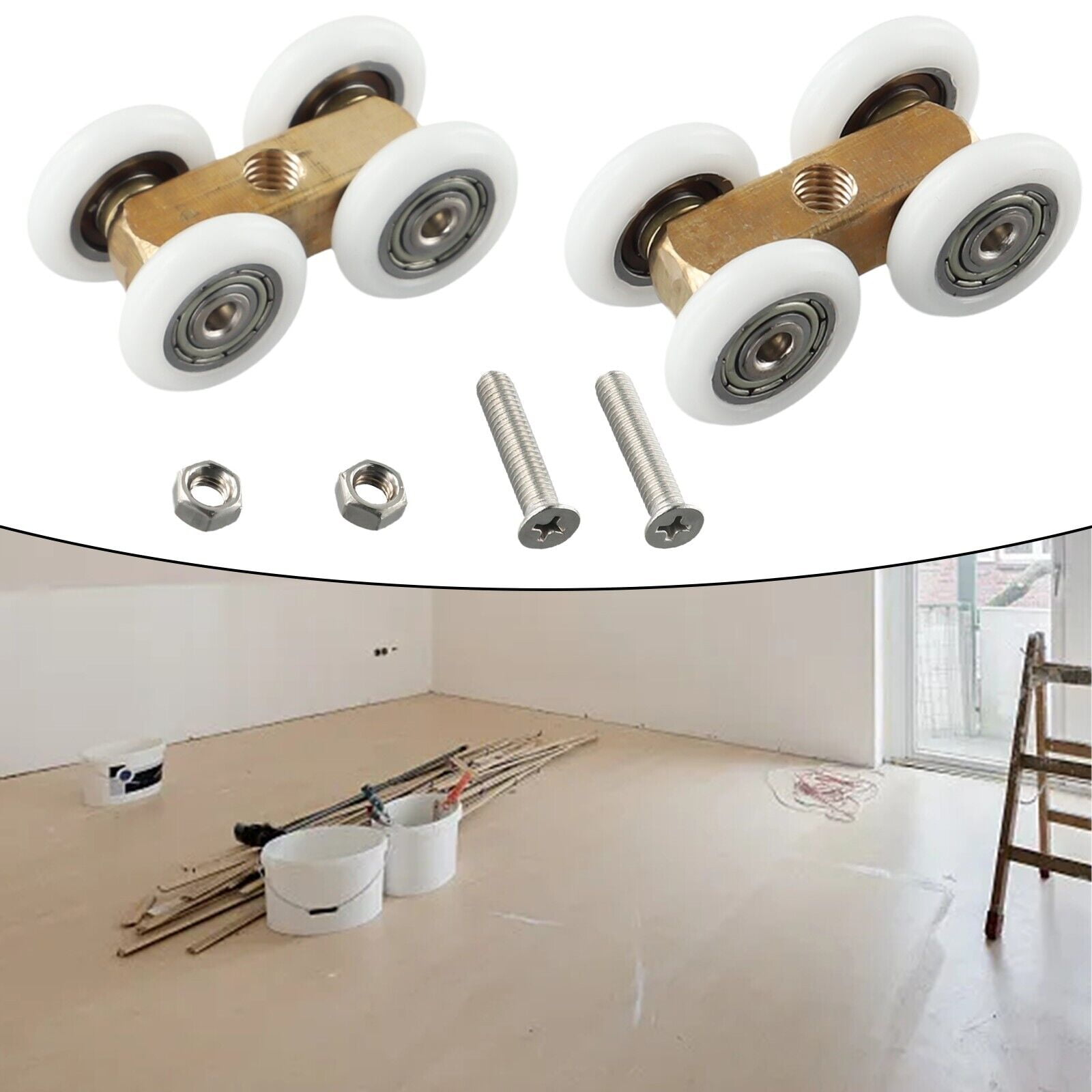 Sunshine Brand New Roller Door Hardware Adjustable Copper Four-wheel ...