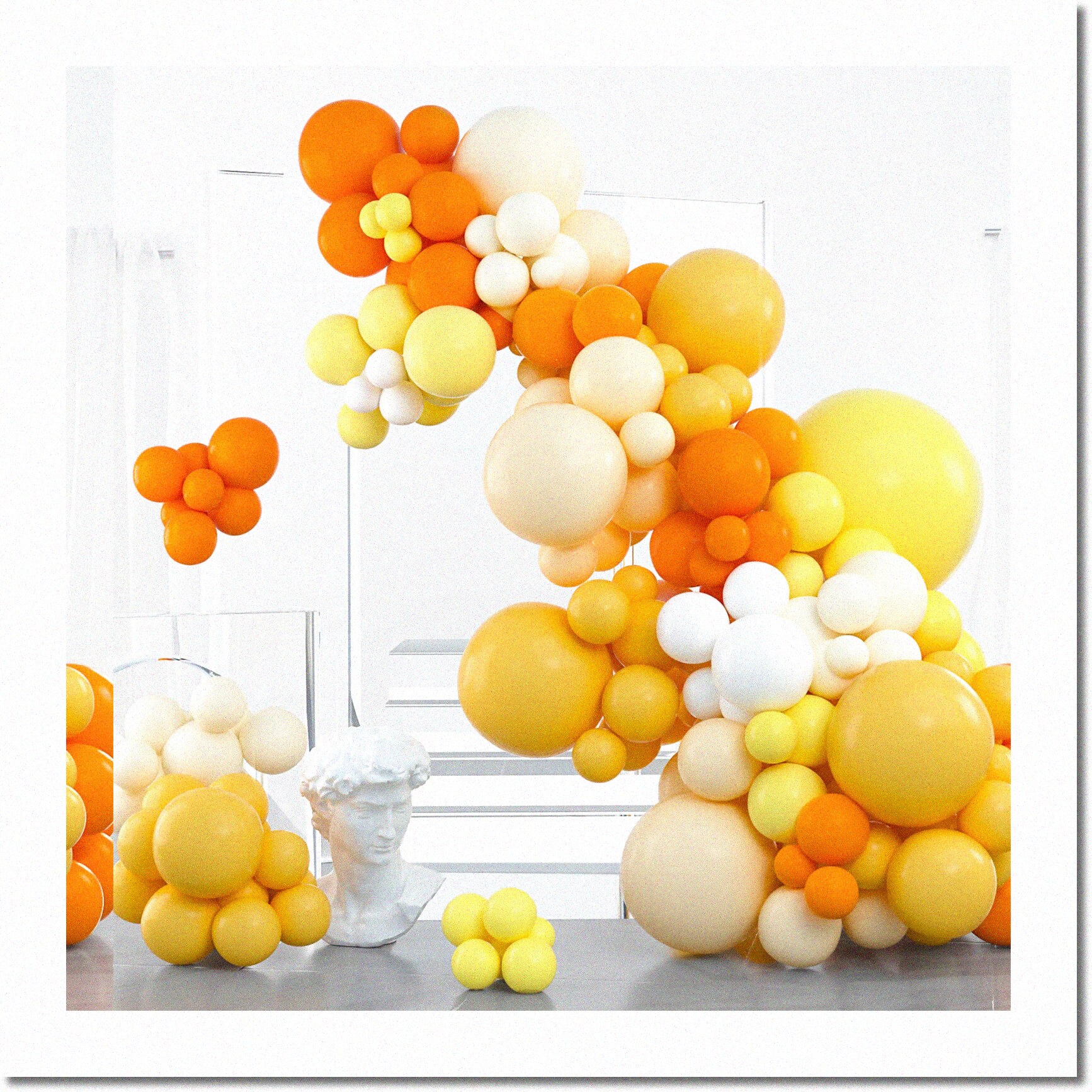 Sunshine Burst Balloon Garland Kit - 100 pcs Vibrant Orange Yellow Balloons in Various Sizes (36 ...
