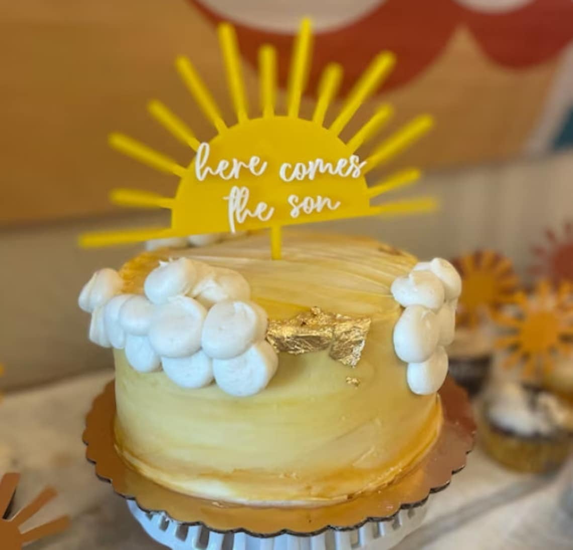 Sunshine Here Comes the Son Baby Shower Cake Topper, by ZEngravings ...
