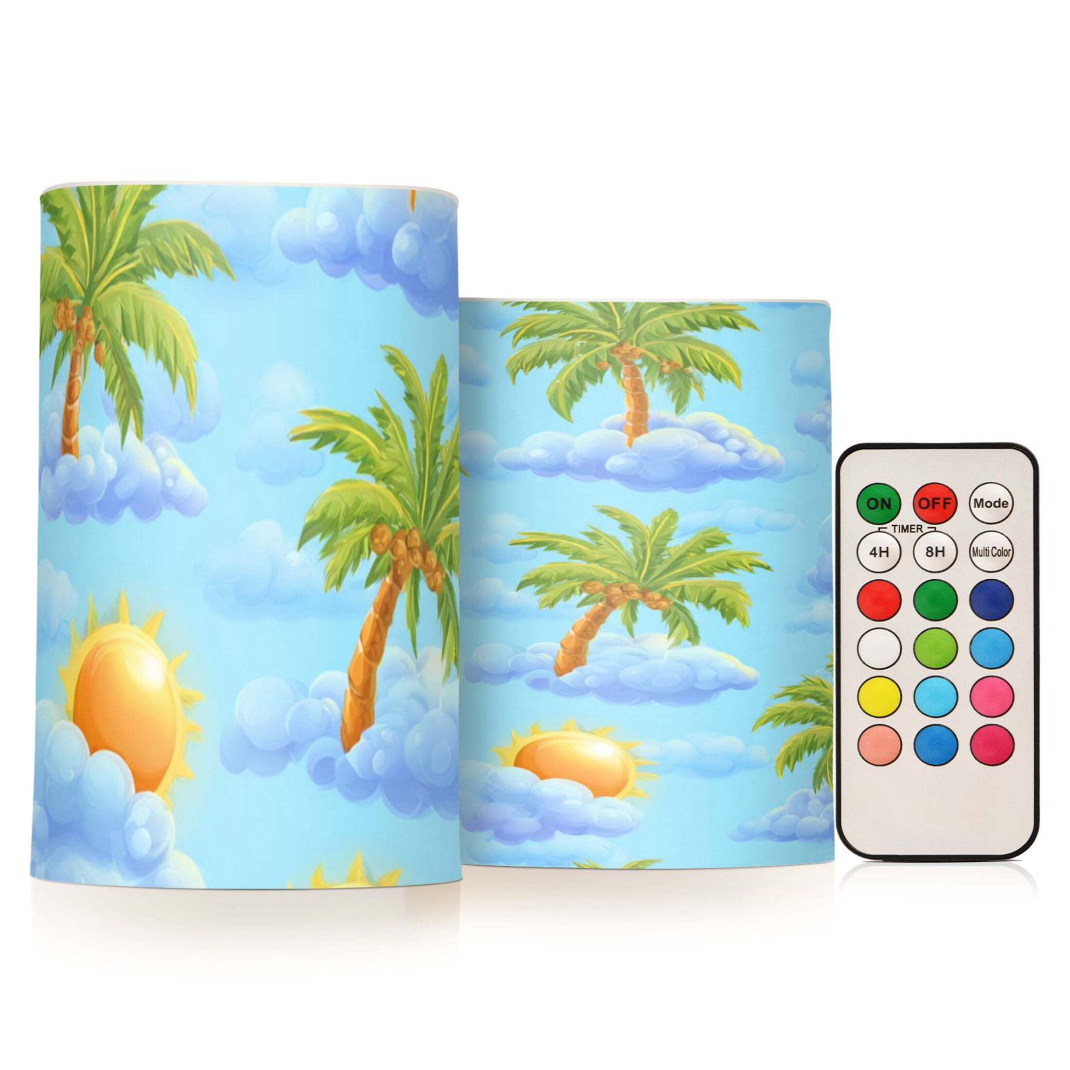 Sunshine Clouds and Coconut Trees Flickering Flameless Candles Battery ...