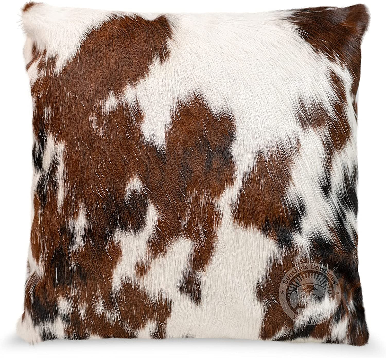 Sunshine Cowhides 100% Genuine Cowhide Pillow Cover - 15" x 15" Square ...