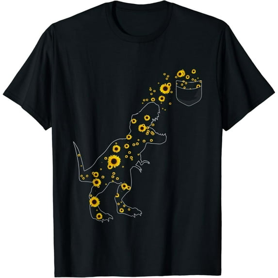 Sunshine Dinosaurs T-Rex Sunflower Rex Sun Flower Dinosaur T-Shirt ...