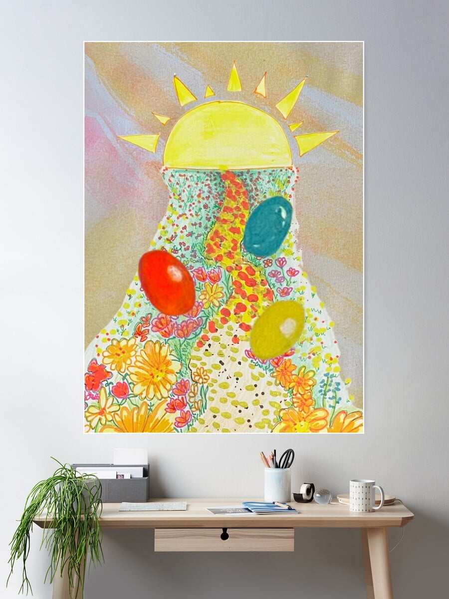 Sunshine Easter Garden Pathway Poster Wall Art, Modern Wall Decor For ...