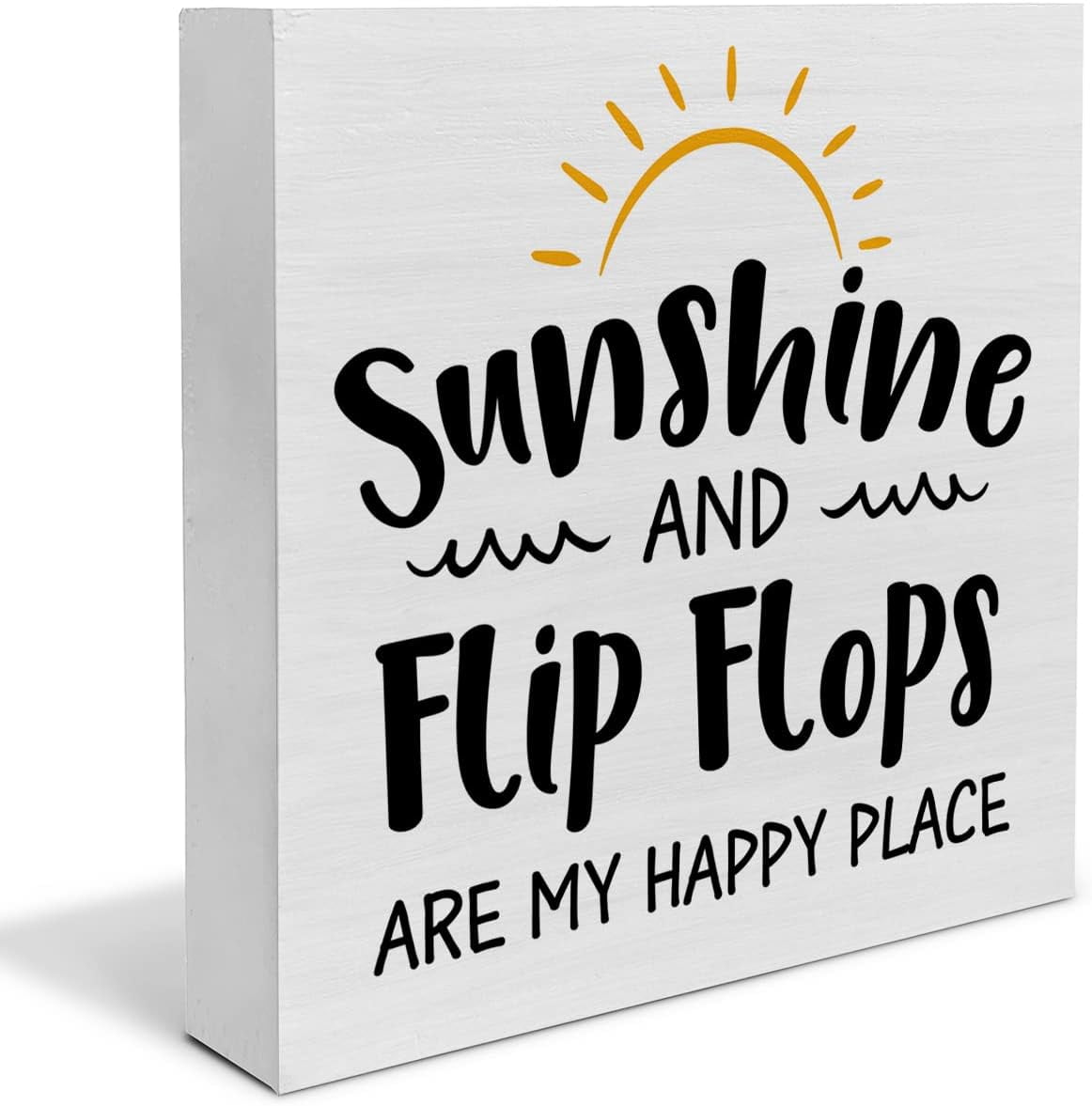 Sunshine and Flip Flops Wood Box Sign Decor Desk Sign Beach Wooden Box ...