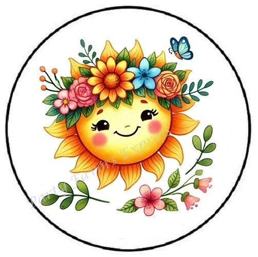 Sunshine Flower Crown Stickers Party Favors Phone Decal Water Bottle ...