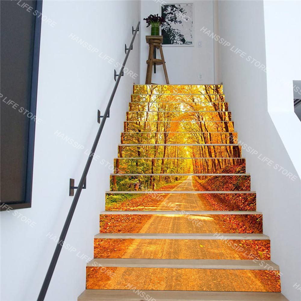 Sunshine Forest Landscape Stair Stickers Waterproof 6pcs/13pcs DIY ...