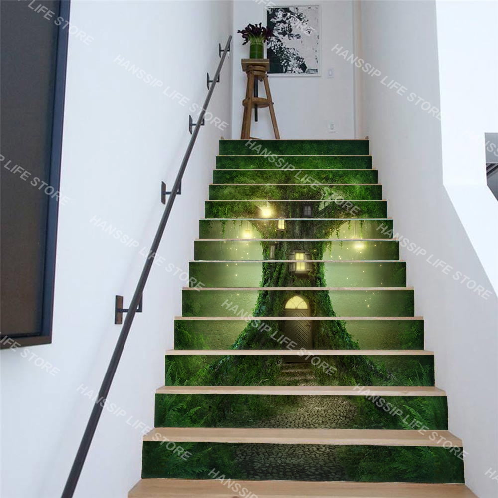 Sunshine Forest Landscape Stair Stickers Waterproof 6pcs/13pcs DIY ...