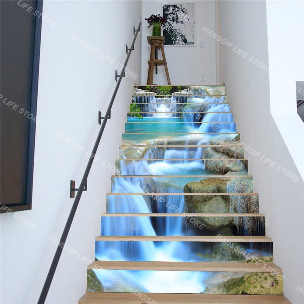 Sunshine Forest Landscape Stair Stickers Waterproof 6pcs/13pcs DIY ...