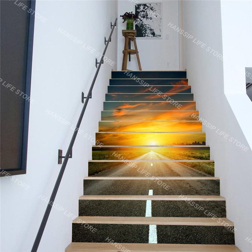 Sunshine Forest Landscape Stair Stickers Waterproof 6pcs/13pcs DIY ...