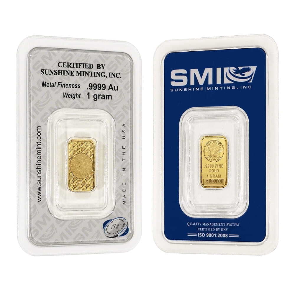 Sunshine Mint 1 Gram Gold Bar .9999 Fine (in Assay) - Walmart.com