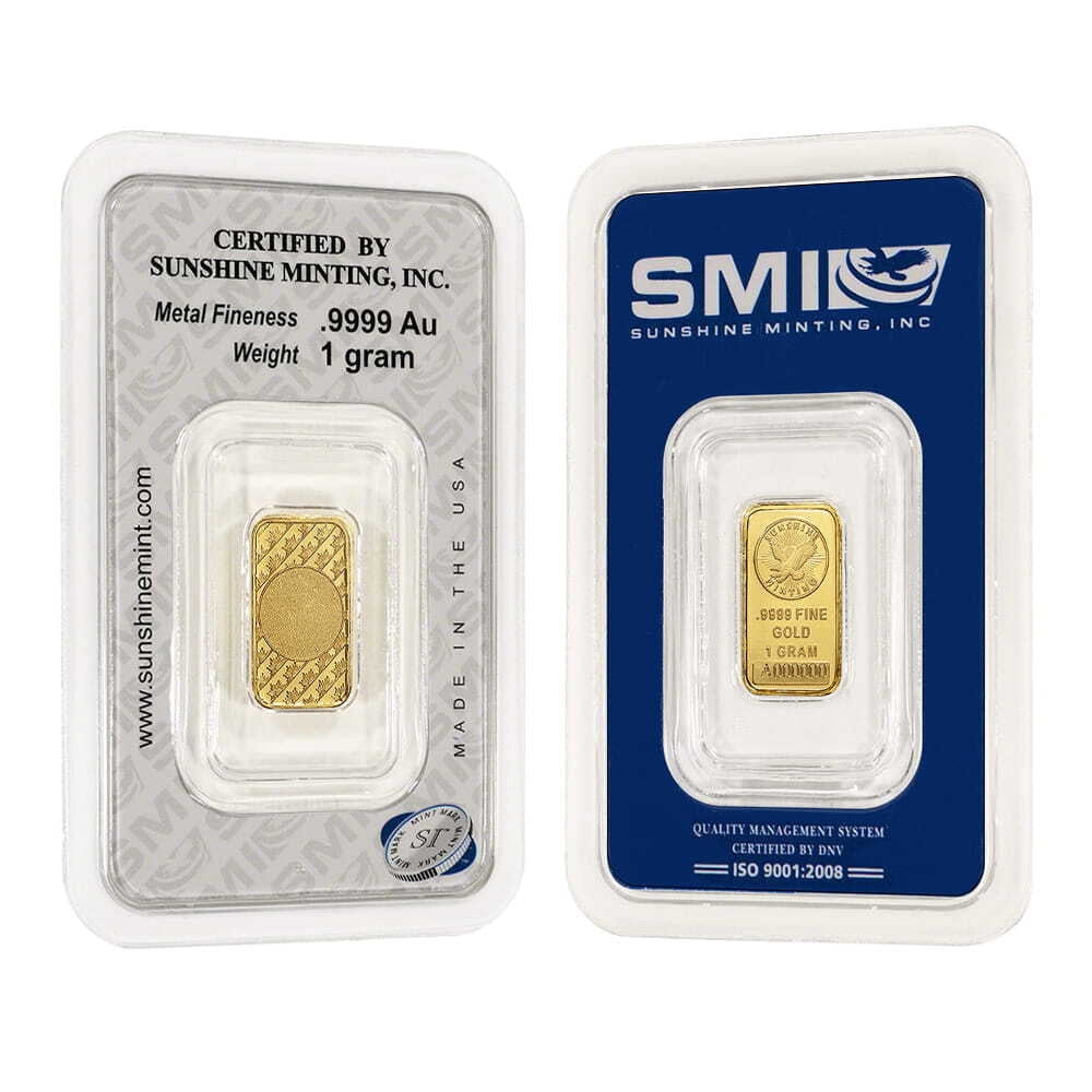 Sunshine Mint 1 Gram Gold Bar .9999 Fine (in Assay) - Walmart.com