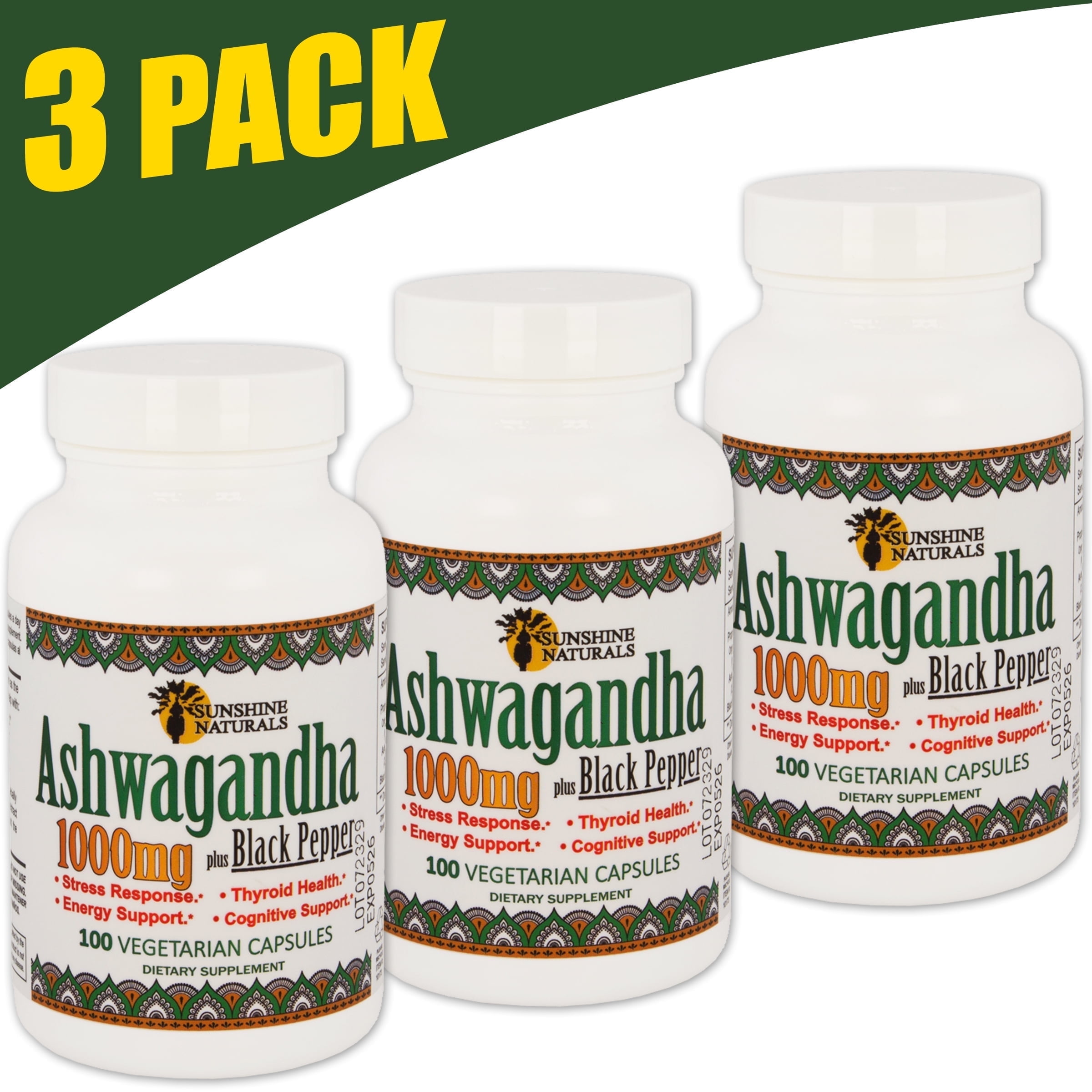 Sunshine Naturals, Ashwagandha with Black Pepper, Stress & Anxiety Help ...