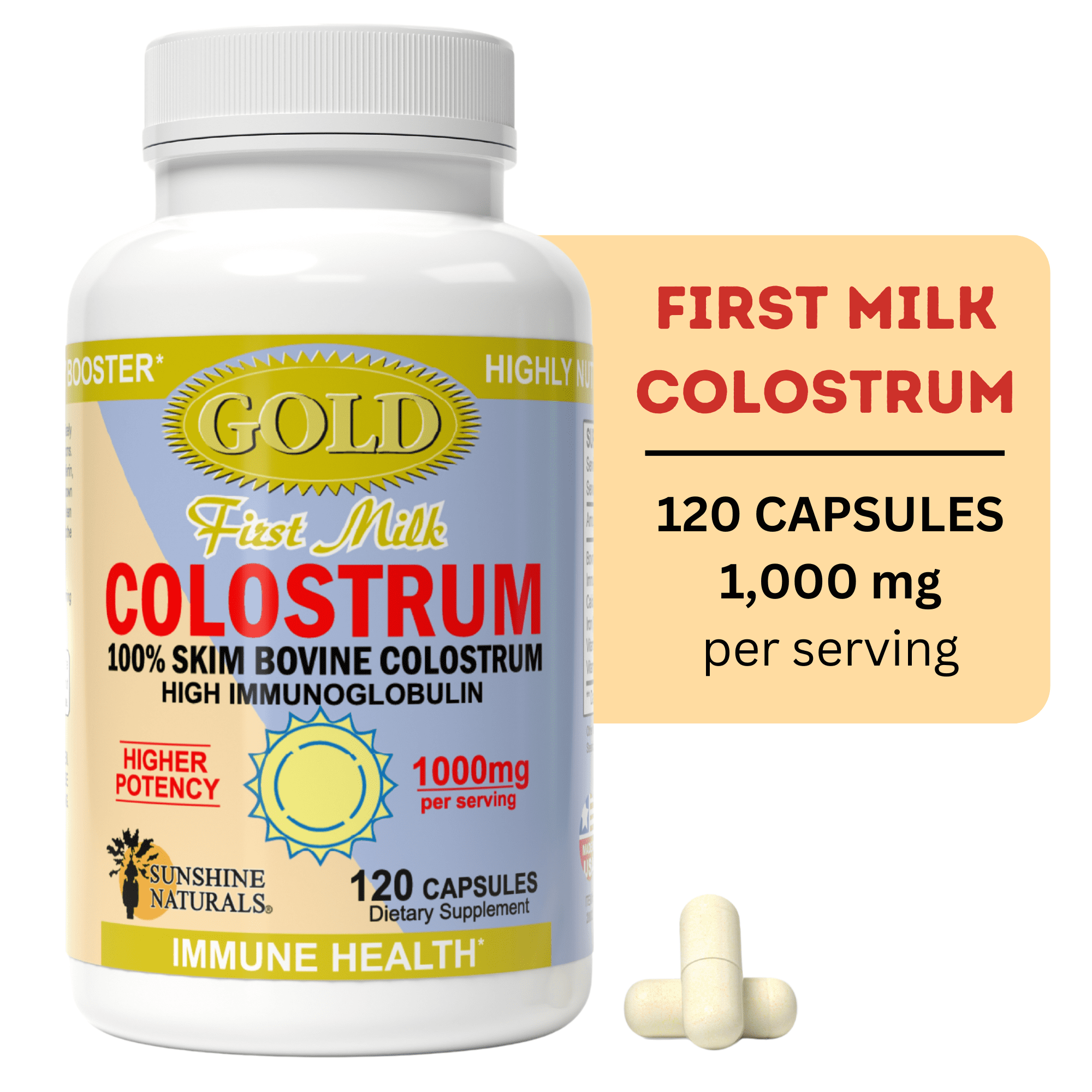 Sunshine Naturals Oro Calostro Dietary Supplement (120 Capsules ...