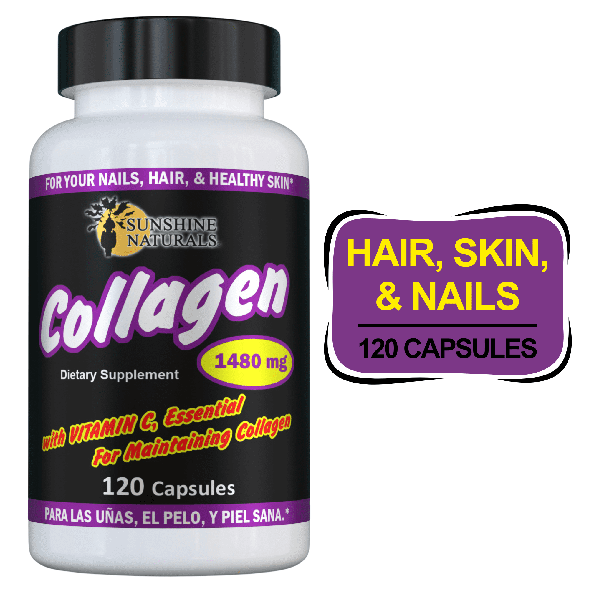 Sunshine Naturals Hydrolyzed Collagen Plus Vitamin C Hair, Nails and ...