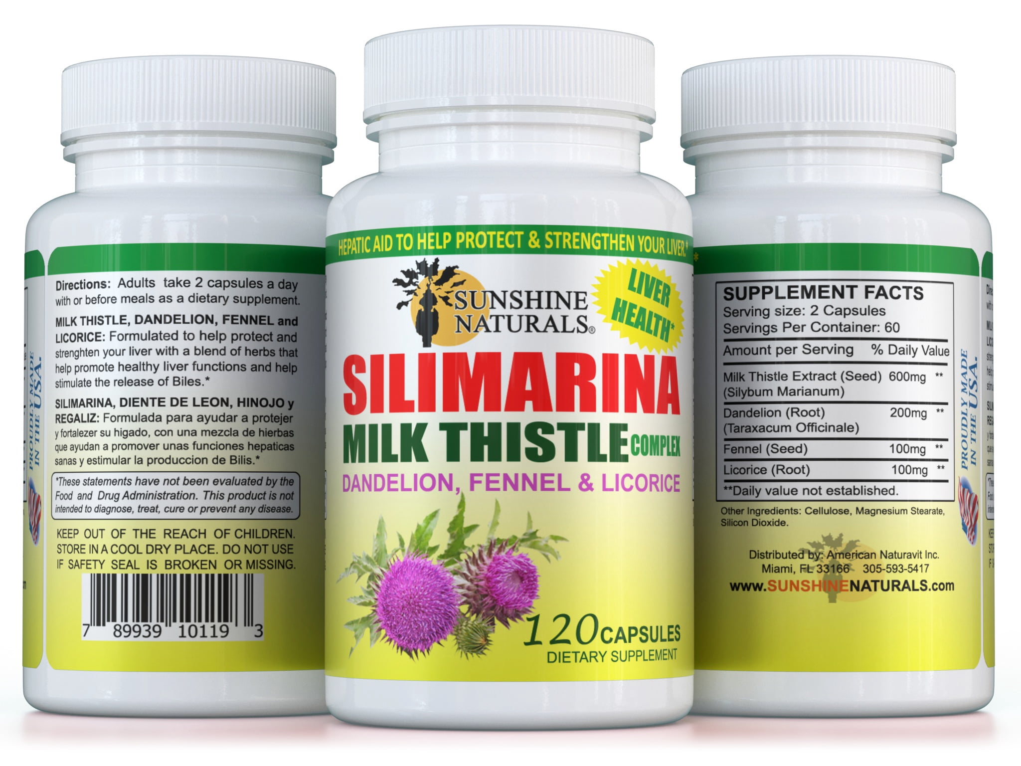 Sunshine Naturals Milk Thistle Complex, 360 Capsules, Liver Health ...