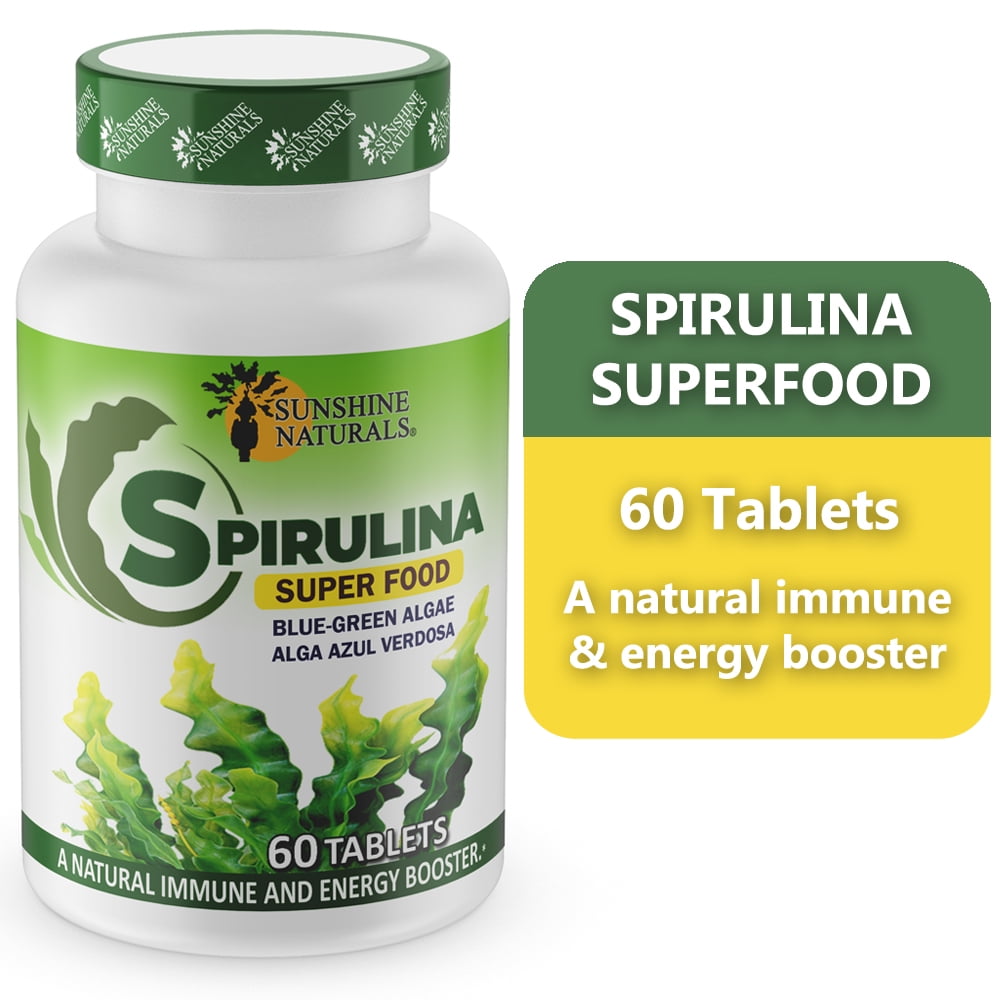 Sunshine Naturals Spirulina Algae Super Food Dietary Supplement, 60 ...