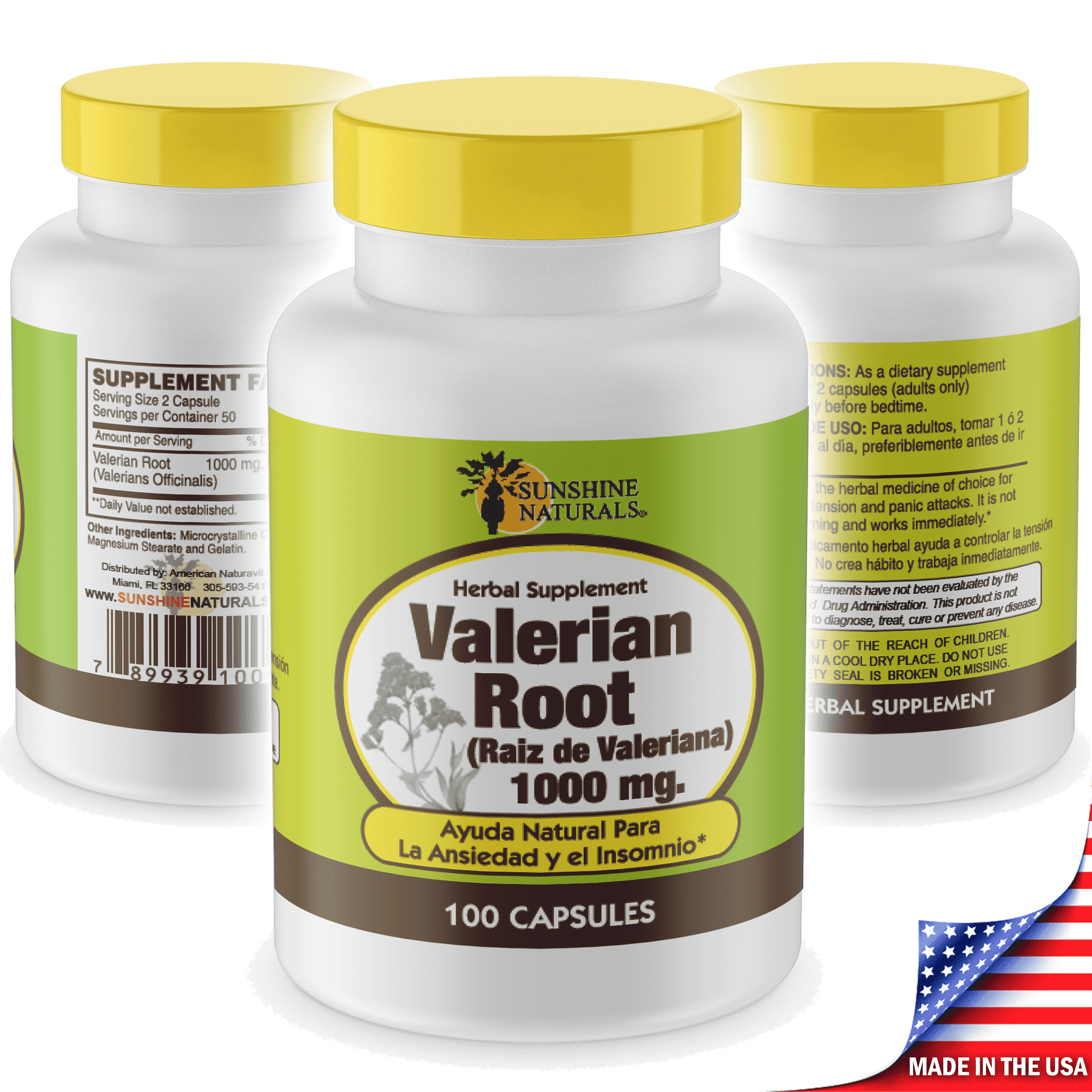 Sunshine Naturals Valerian Root Herbal Supplement, 100 Capsules ...
