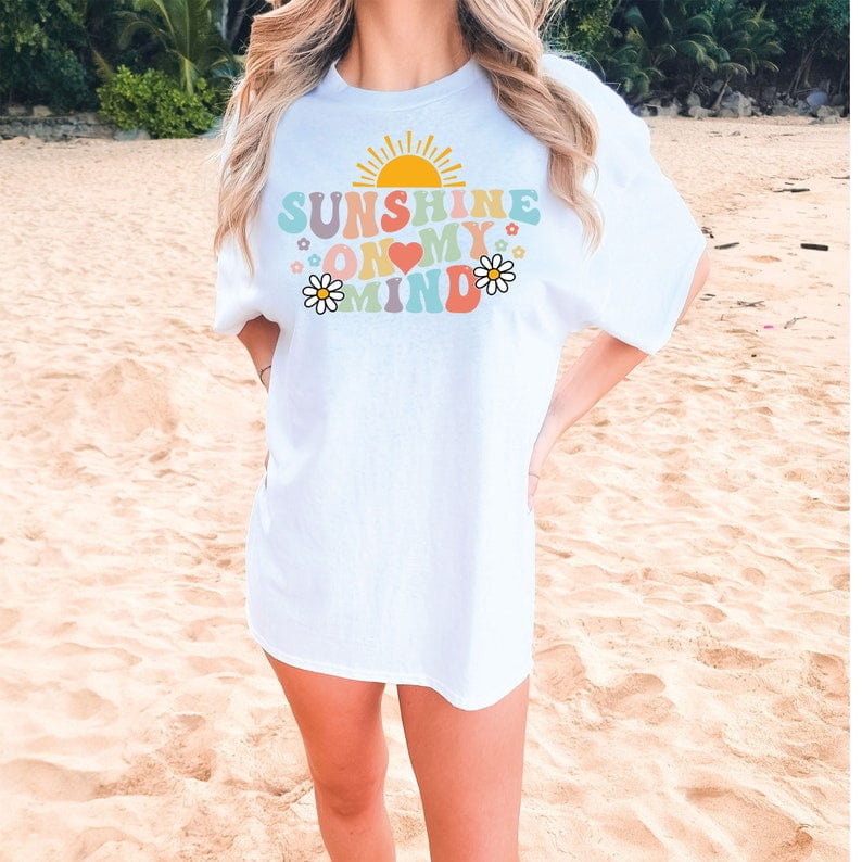 Sunshine On My Mind Sublimation - Retro Vacation Shirt , Groovy Summer ...