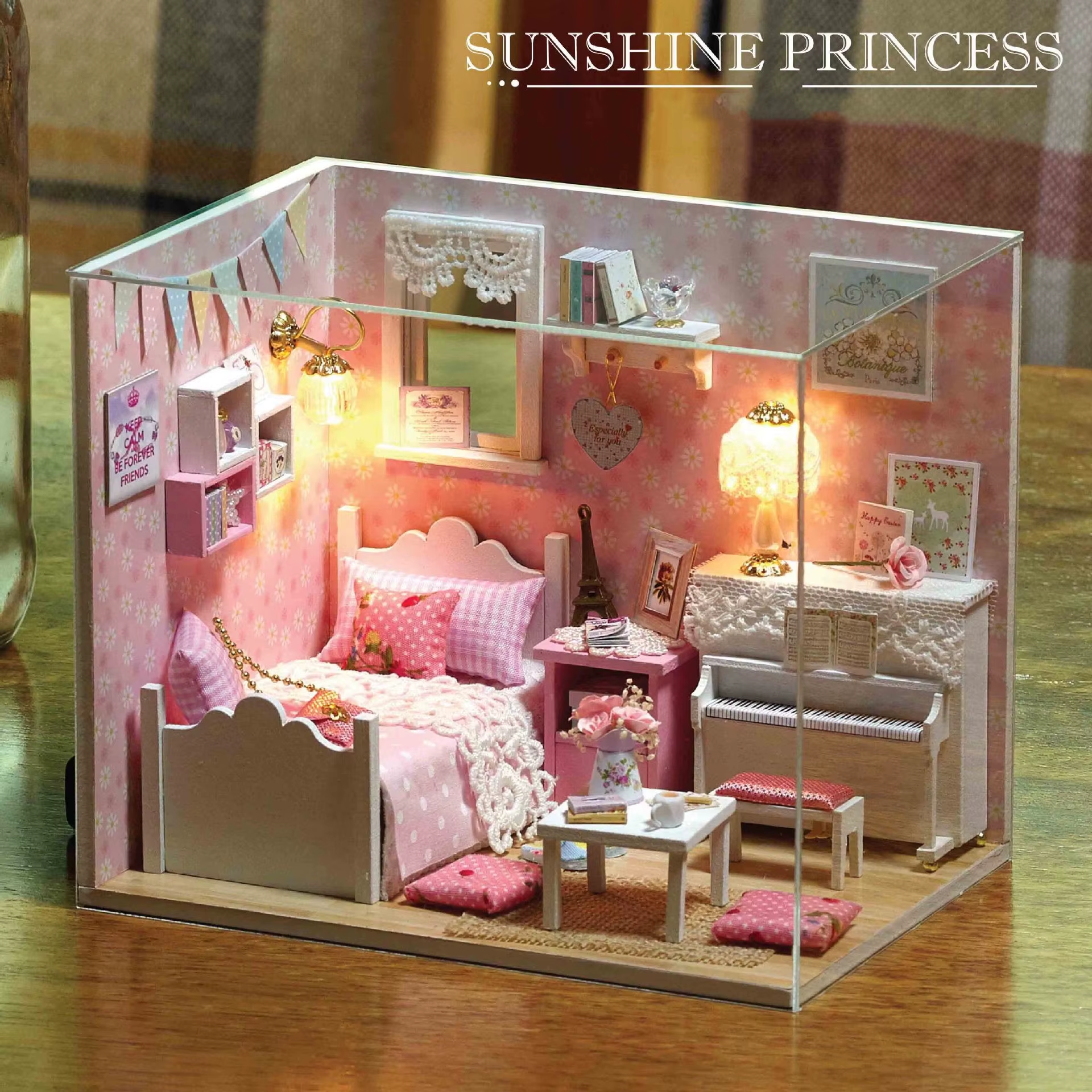 Sunshine Princess Dollhouse Kit - Miniature Wizardi Roombox Kit with ...