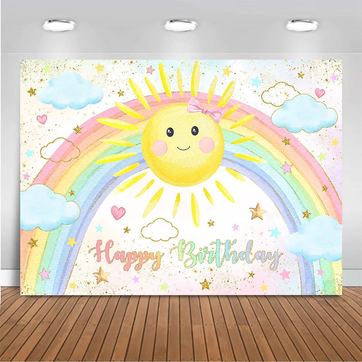Sunshine Rainbow Birthday Backdrop for Kids You are My Sunshine ...
