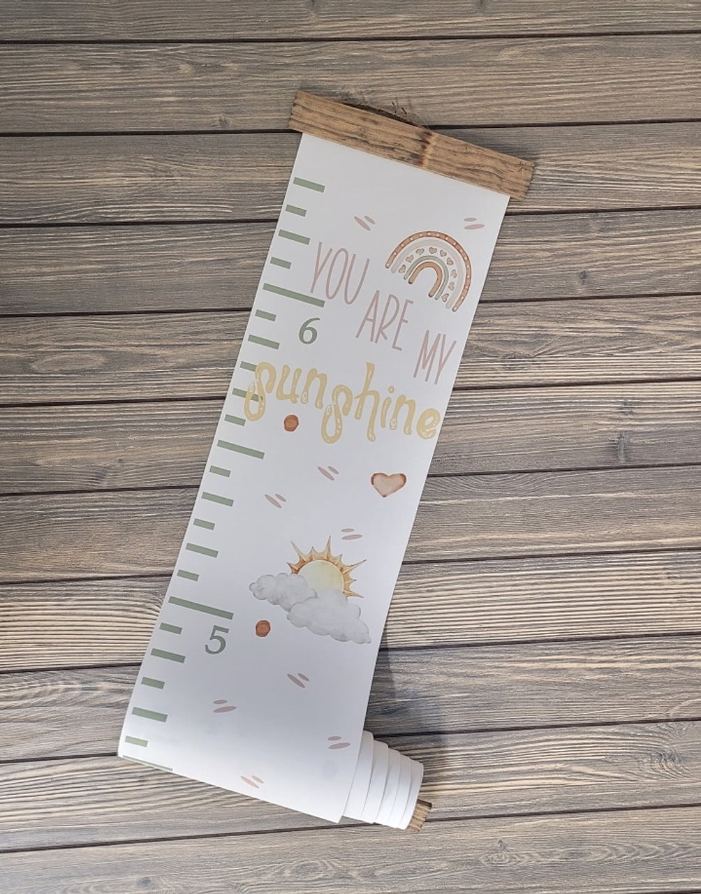 Sunshine Rainbow Canvas Growth Chart for Wall Nursery Decor - Ready to ...