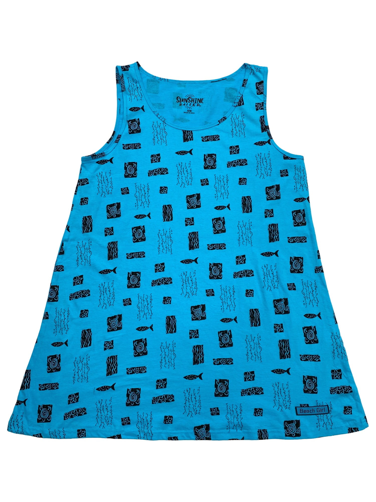 Raised Blue Fish & Turtle Swim Cover-Up Tank Dress - Walmart.com
