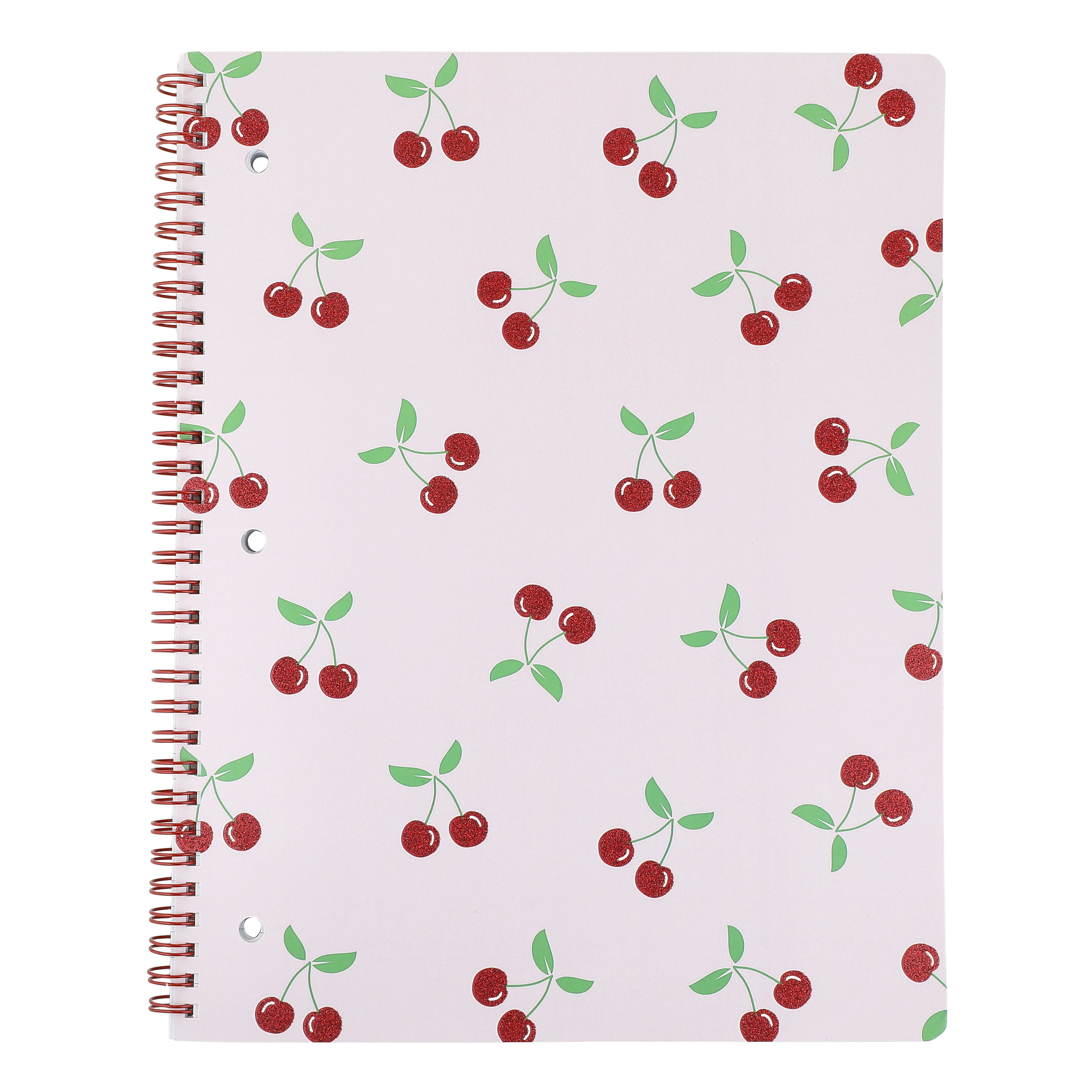 Sunshine & Sage 1 Subject Notebook Glitter Cherries Pink - Walmart.com