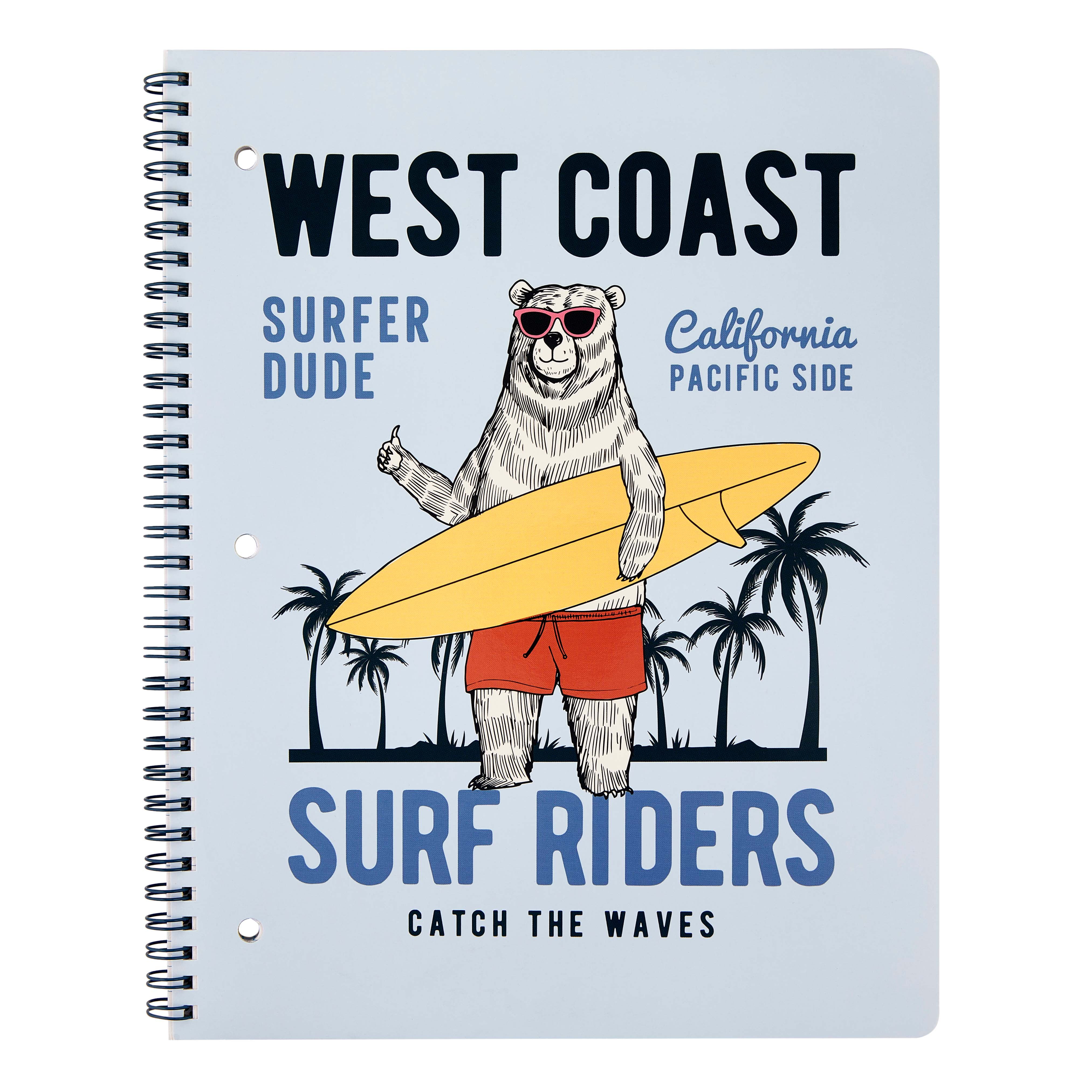 Sunshine & Sage 1 Subject Notebook Surfer Bear College Rule - Walmart.com