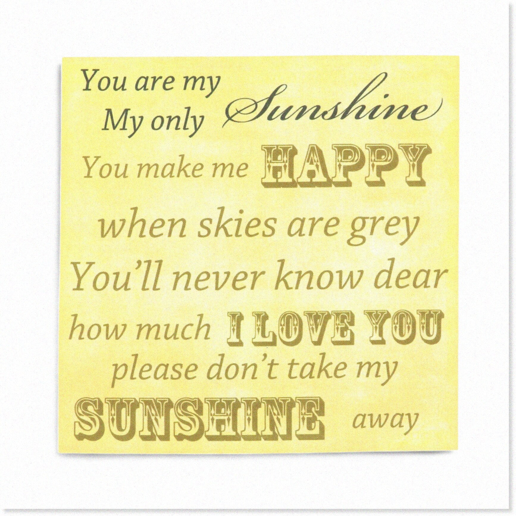 Sunshine Serenade - Vintage Love Songs Quilt Square, 10x10-Inch ...