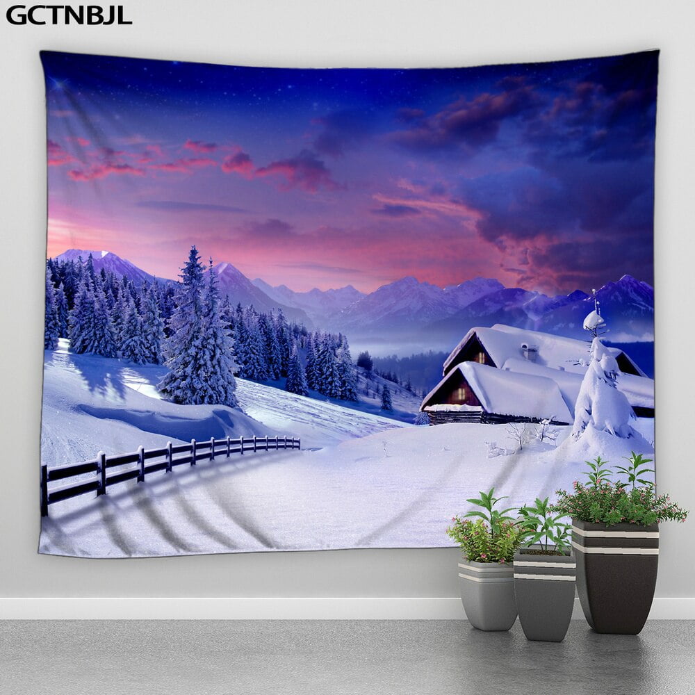 Sunshine Snow Forest Landscape Print Big Tapestry Winter Beauty Wall ...
