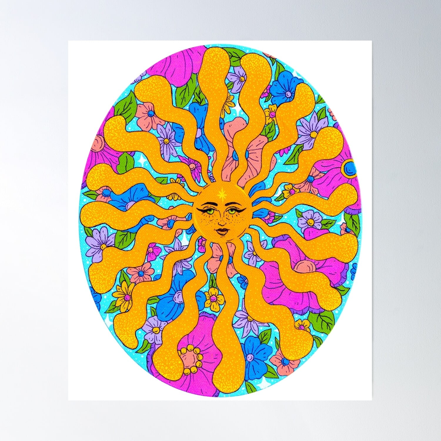 Sunshine State Of Mind - Trippy Sun Painting Poster Wall Art, Modern ...