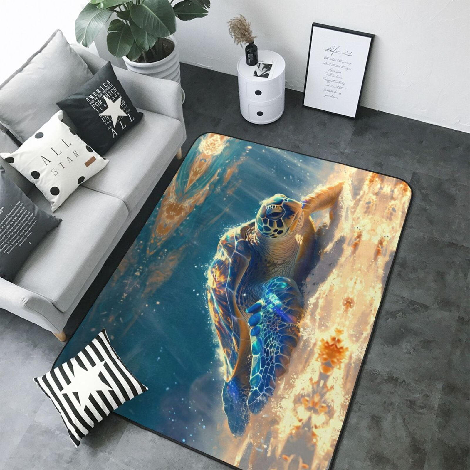 Sunshine Underwater Sand Turtle Area Rugs for Living Room Bedroom, 5x7 ...