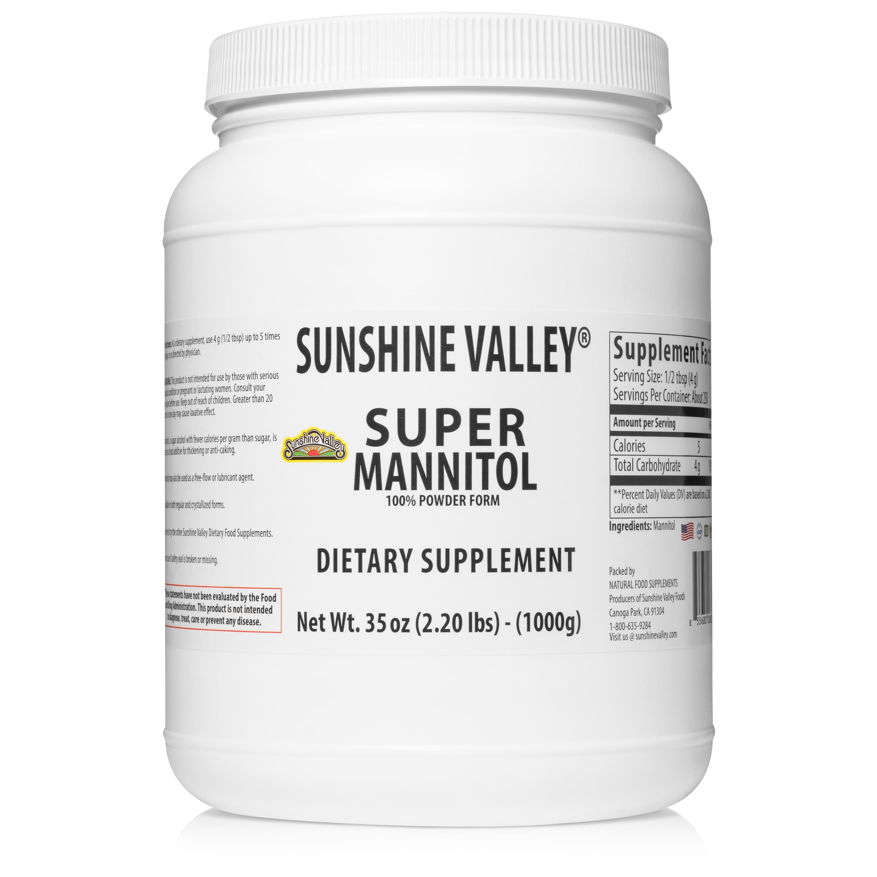 Free Shipping! Sunshine Valley Mannitol Powder 35 oz Natural Sugar ...