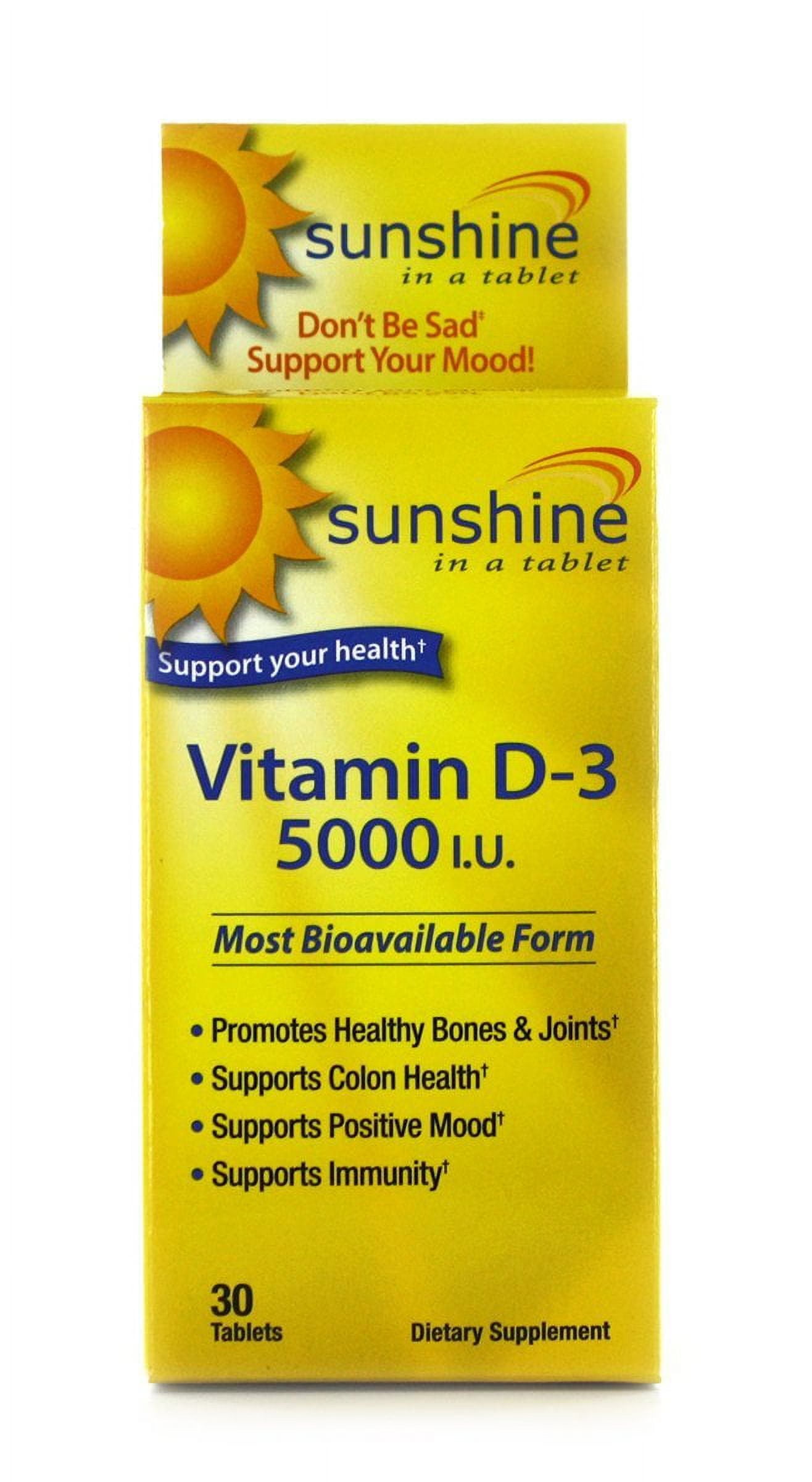 "Sunshine Vitamin D-3 5,000 IU, Healthy and Strong Bones, 30 servings ...