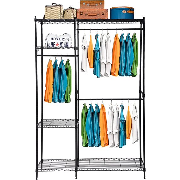Sunshine Wheat, Garment Rack Metal Clothing Rack 4 Level Wardrobe Rack ...