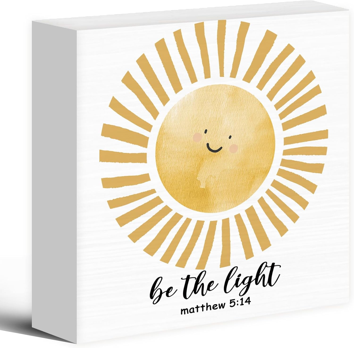 Sunshine Wood Box Sign Desk Decor 8X8, Pop Smiles Rustic Be The Light ...