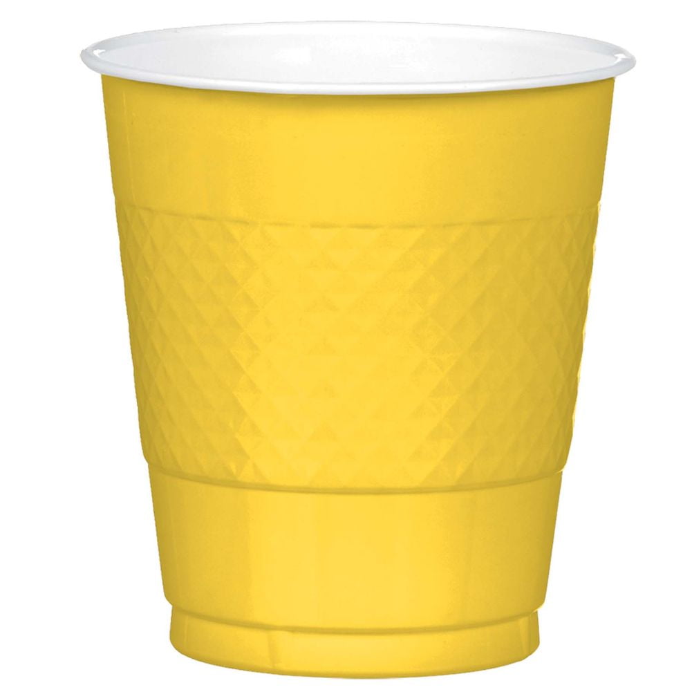 Sunshine Yellow Plastic Cups 12 oz Pack of 20 Party Supply - Walmart.com