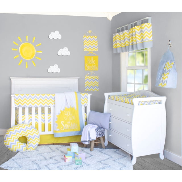Sunshine Yellow and Grey 12 Piece Baby Crib Bedding Set by Pam Grace ...