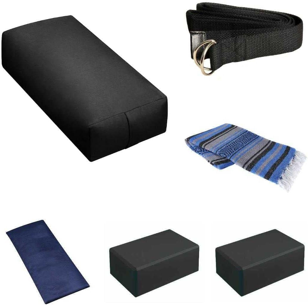 Sunshine Yoga 6-Pack Restorative Yoga Kit, 1 Yoga Bolster (24" x 12" x ...