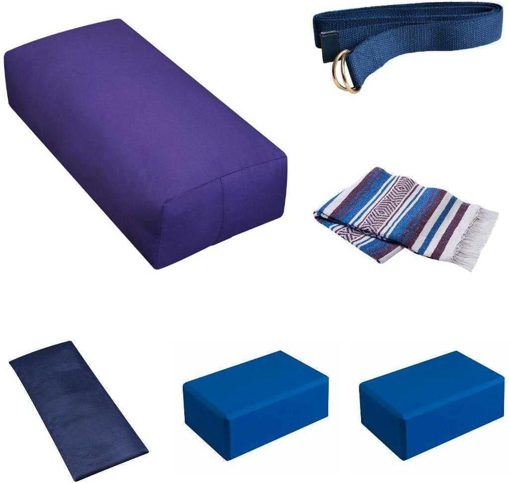 Sunshine Yoga 6-Pack Restorative Yoga Kit, 1 Yoga Bolster (24" x 12" x ...