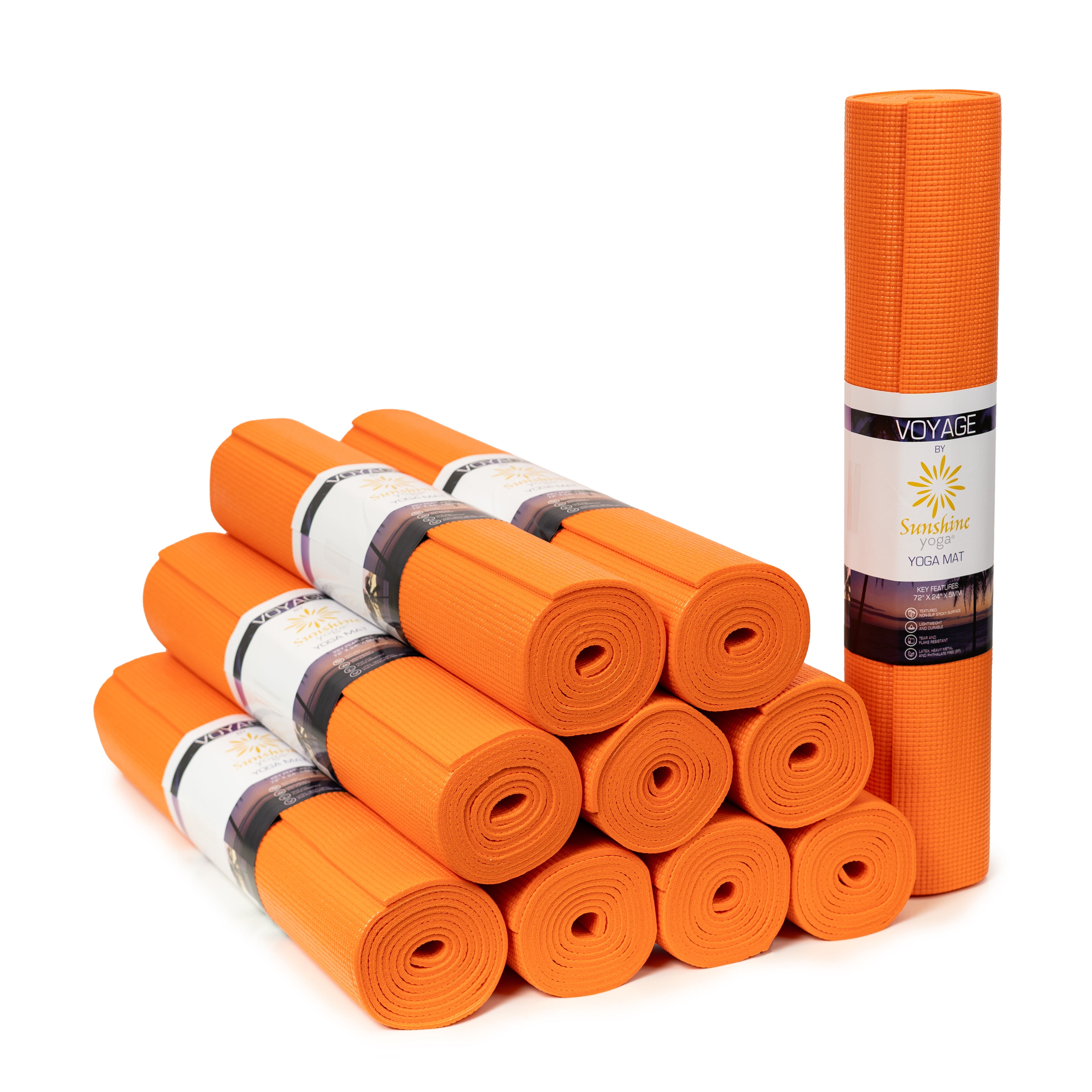 Sunshine Yoga Voyage Bulk Yoga Mats, 10-Pack – 72" x 24", 5mm Thick ...