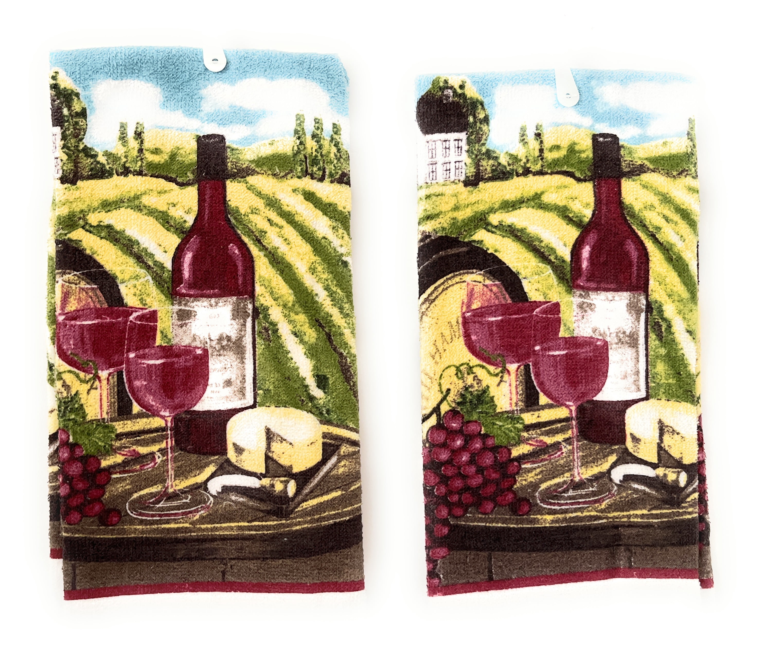 Sunshine's Spot Vintage Italian Vibe Wine Cheese Towels Set of 2 Dish ...